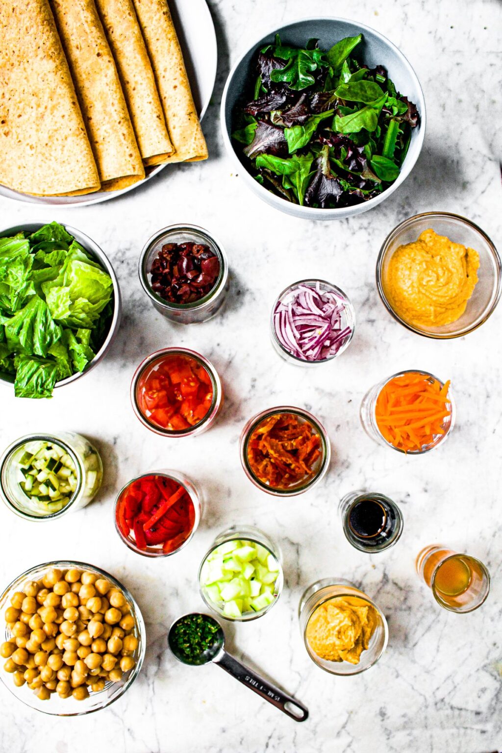 Healthy Mediterranean Hummus Wrap Recipe - quick vegan lunch