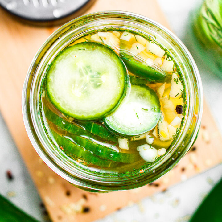 Spicy Maple Bourbon Refrigerator Pickles - chips or spears