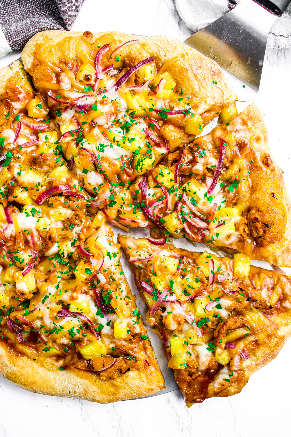 Vegan BBQ Chicken Pizza (with soy curl chicken!)