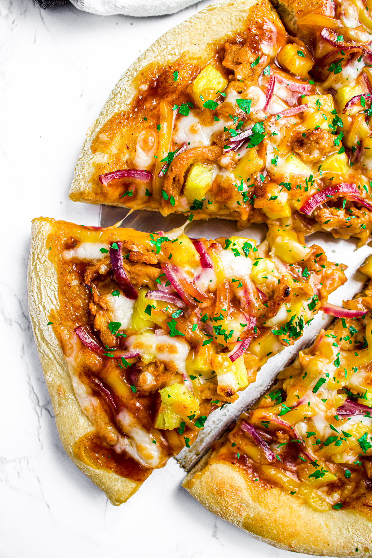 Vegan BBQ Chicken Pizza (with soy curl chicken!)