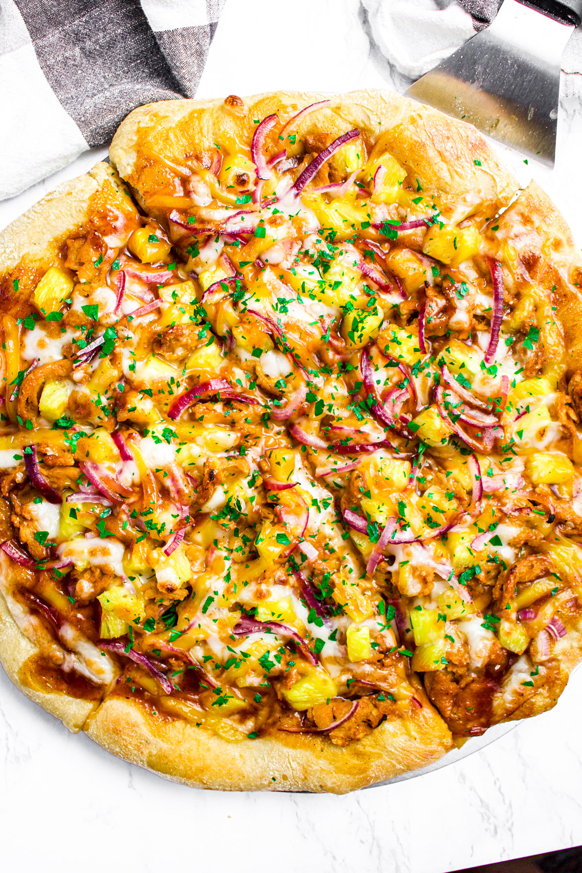 Vegan BBQ Chicken Pizza (with soy curl chicken!)