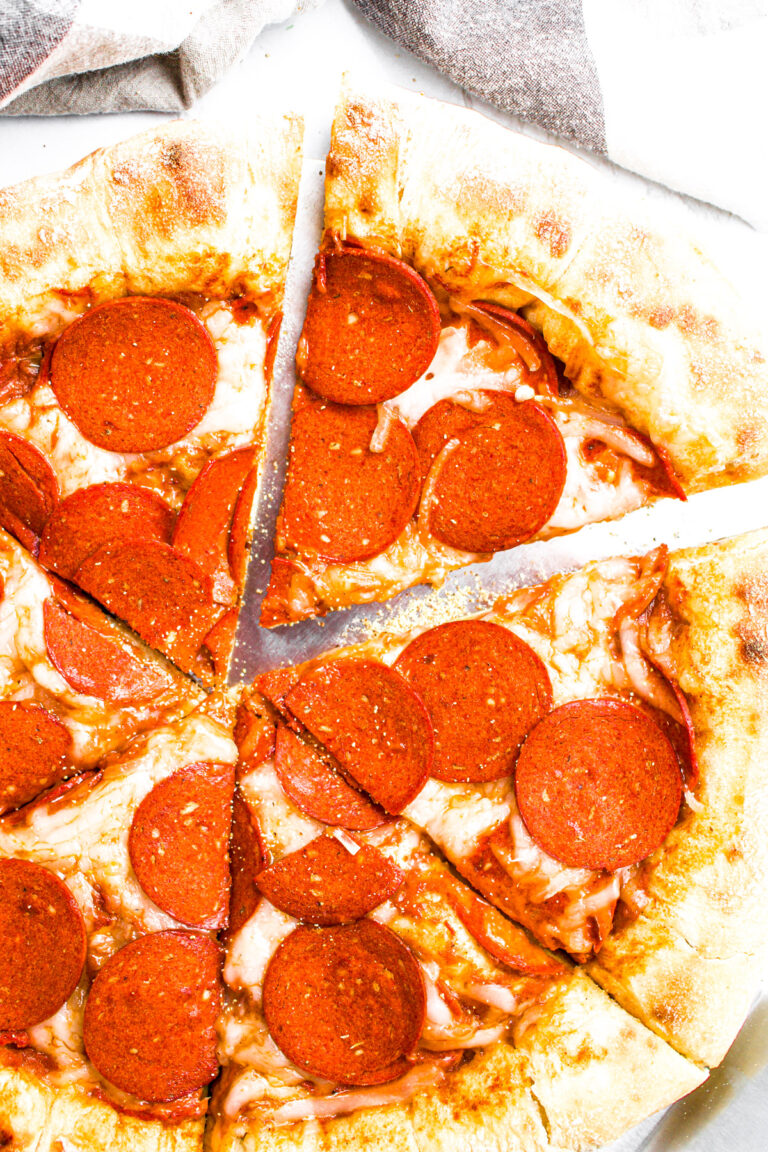 Homemade Vegan Pepperoni Stuffed Crust Pizza Recipe
